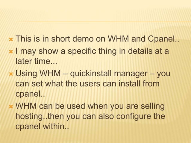 Whm And Cpanel Overview Hosting Control Panel Overview Pptx Web Hosting Internet