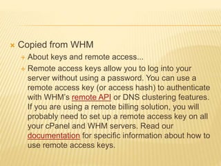 Whm and cpanel overview hosting control panel overview | PPTX | Web Hosting | Internet