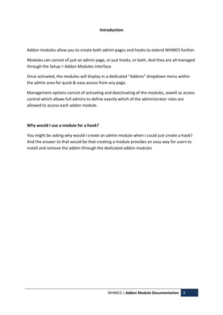 Whmcs addon module docs | PDF
