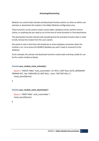 Whmcs addon module docs | PDF