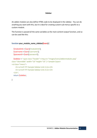Whmcs addon module docs | PDF