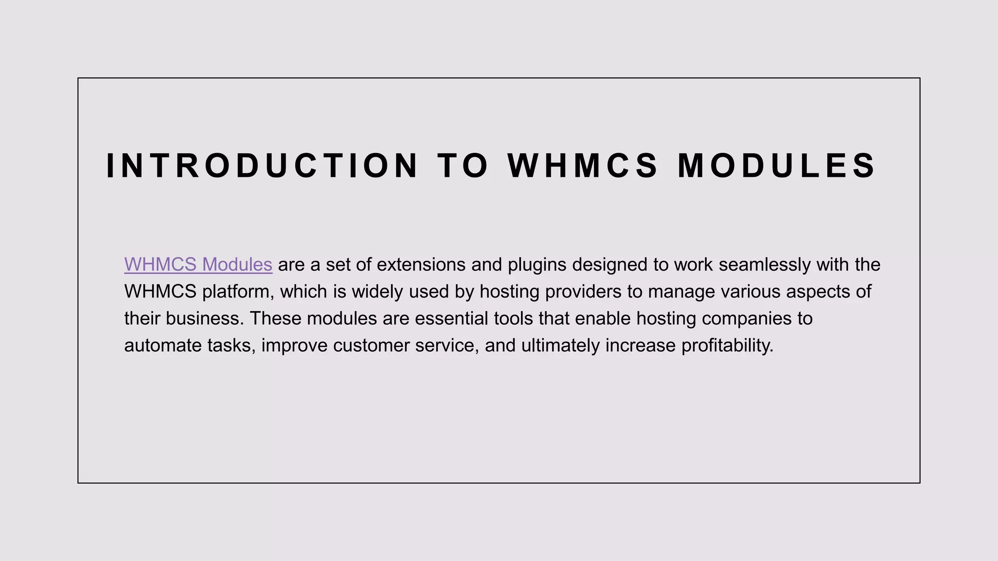WHMCS Modules | PPT
