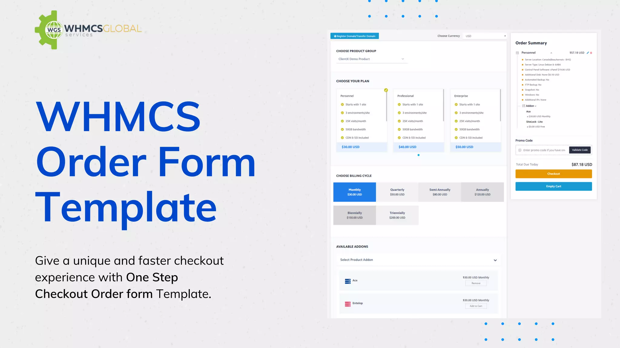 Whmcs Order Form Template One Page Checkout Ppt