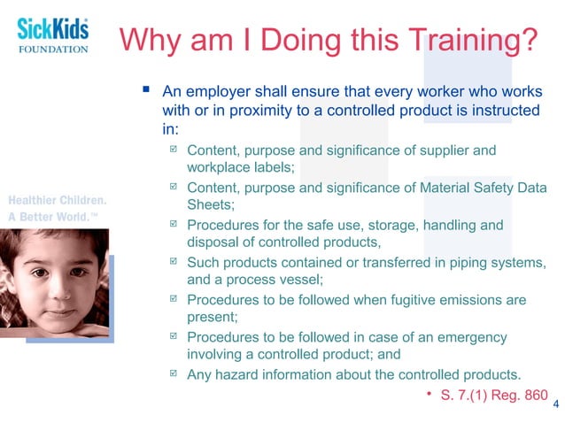 WHMIS Training - SickKids Foundation | PPT