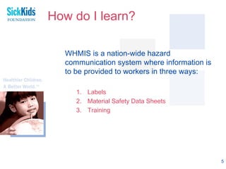 WHMIS Training - SickKids Foundation | PPT