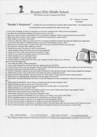 Whms 7th & 8th grade reading activities | PDF