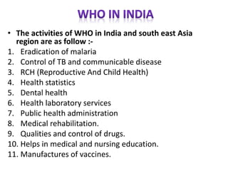 WHO (WORLD HEALTH ORGANIZATION) | PPTX