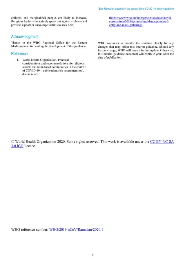 Safe Ramadan Practices in the Context of the COVID-19 (WHO-COVID-19 ...