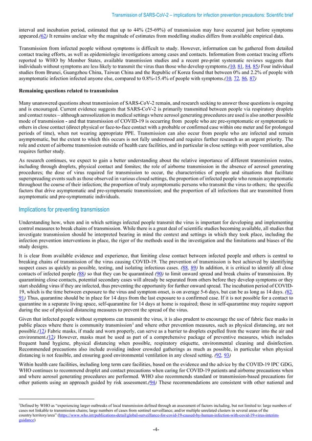 Informe de la OMS sobre transmisión del coronavirus | PDF