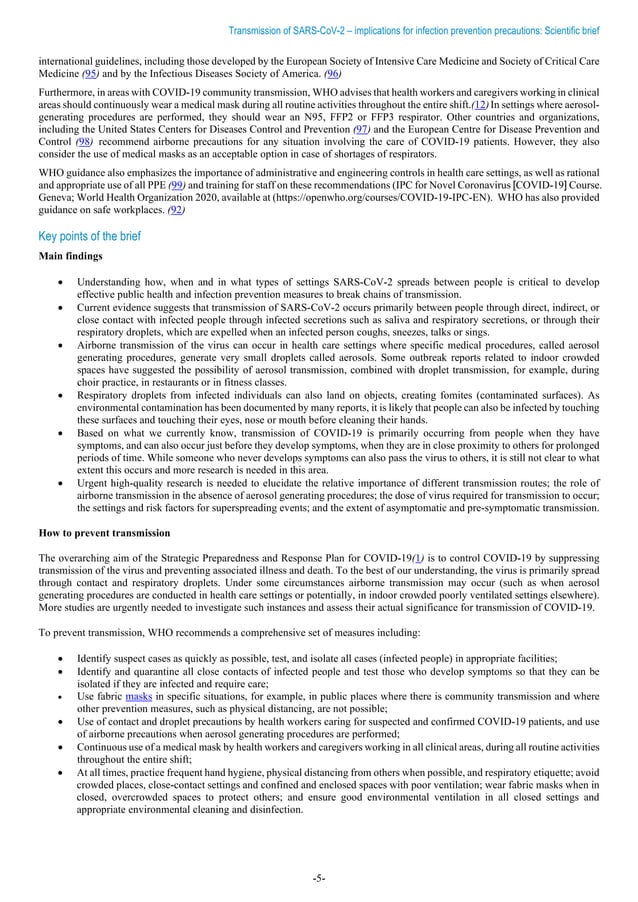 Informe de la OMS sobre transmisión del coronavirus | PDF