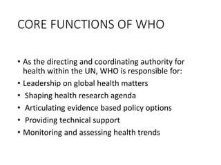 W.H.O | PPTX | Infectious Diseases | Diseases and Conditions