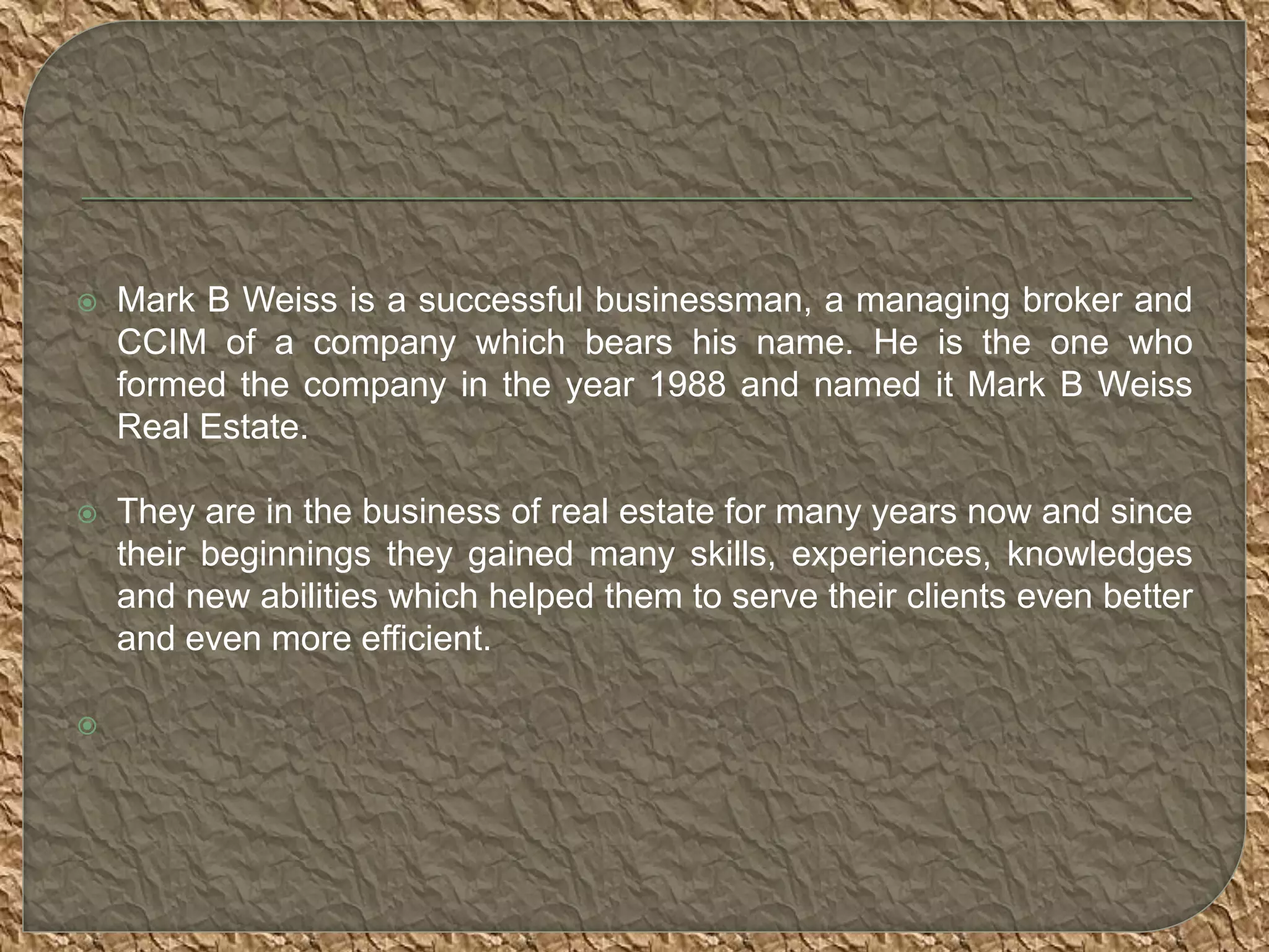 Who is mark b weiss | PPT