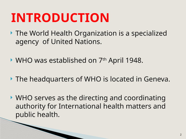WHO -world health organization PowerPoint | PPTX