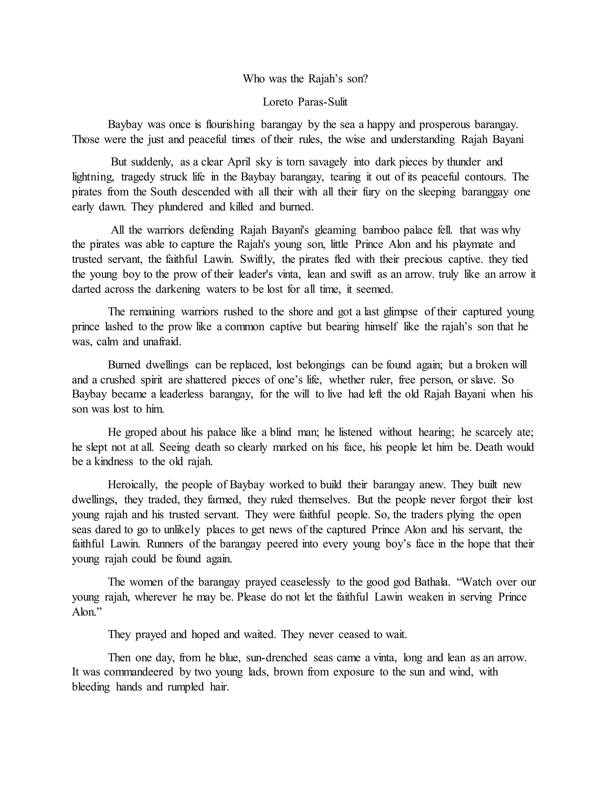 Who was the Rajah's Son | DOCX