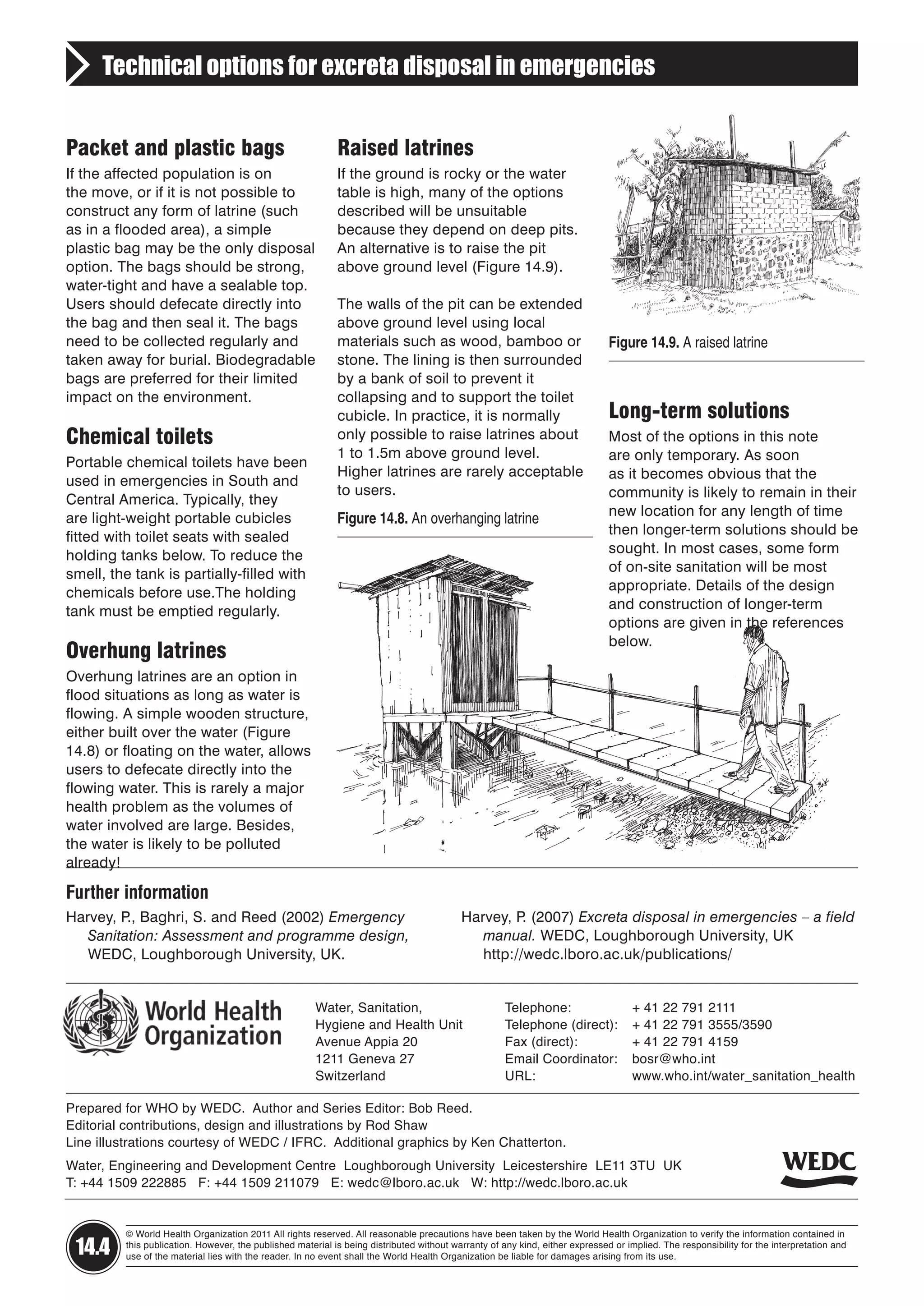 Who 2011 technical options for excreta disposal in emergencies | PDF