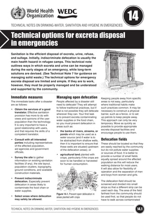 Who 2011 technical options for excreta disposal in emergencies | PDF