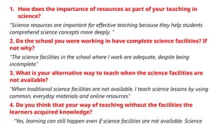 Challenges in teaching Science; lack of laboratory tools and equipment ...