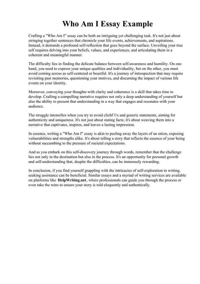 Who Am I Essay Example. 002 Who Am I Essay Example Examples Personal ...
