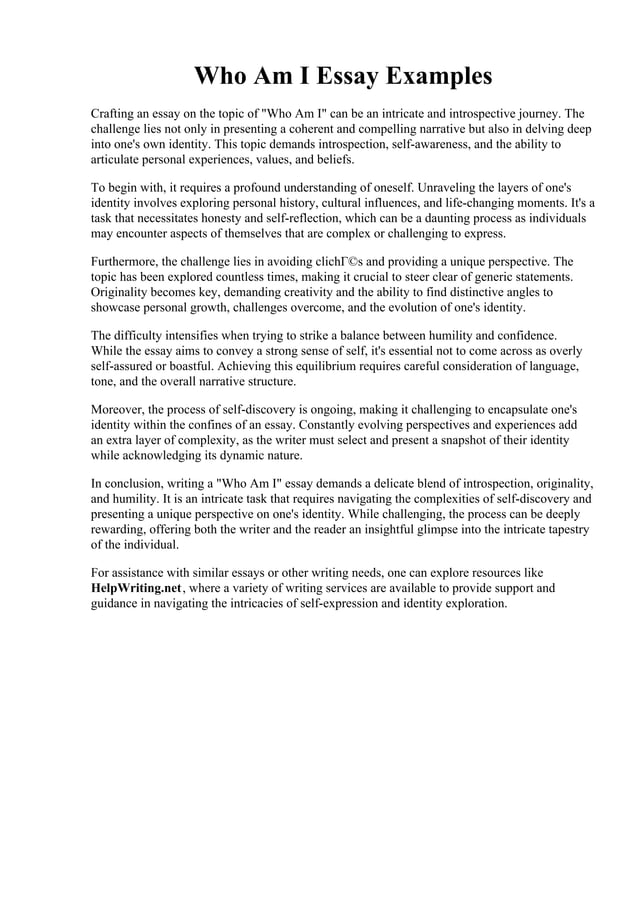 Who Am I Essay Examples. Who am i essay Logan Square Auditorium | PDF