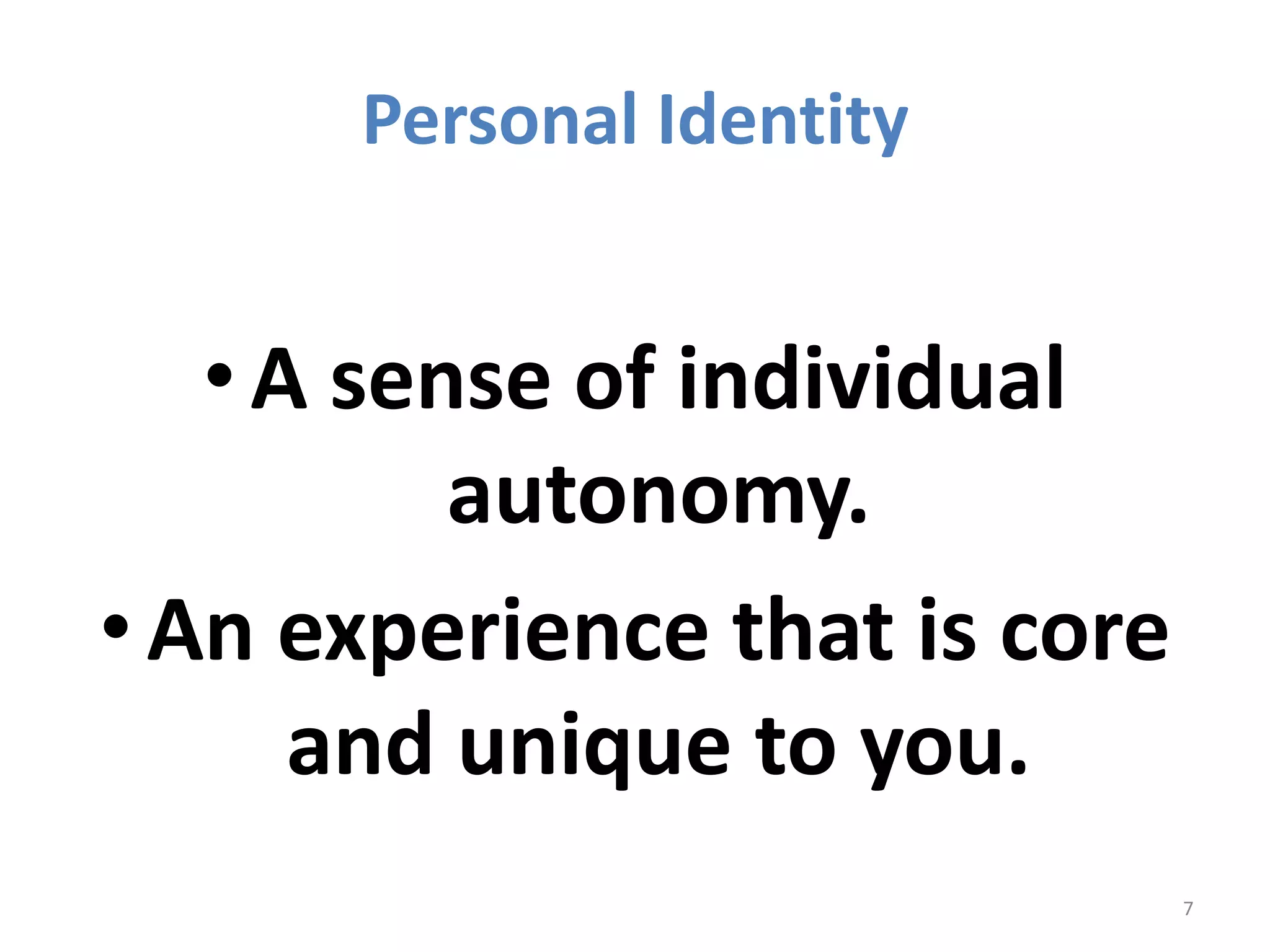 'Who am I?' Exploring Personal Identity | PPTX