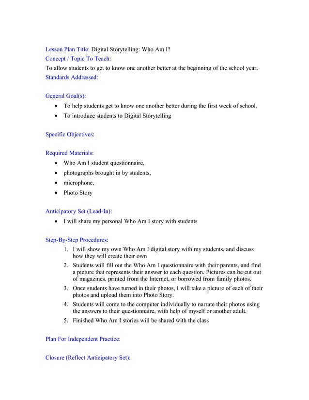 Who am i lesson template[1][1] | PDF