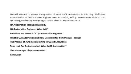 Who Are QA Automation Engineers and What Is QA Automation | PPT