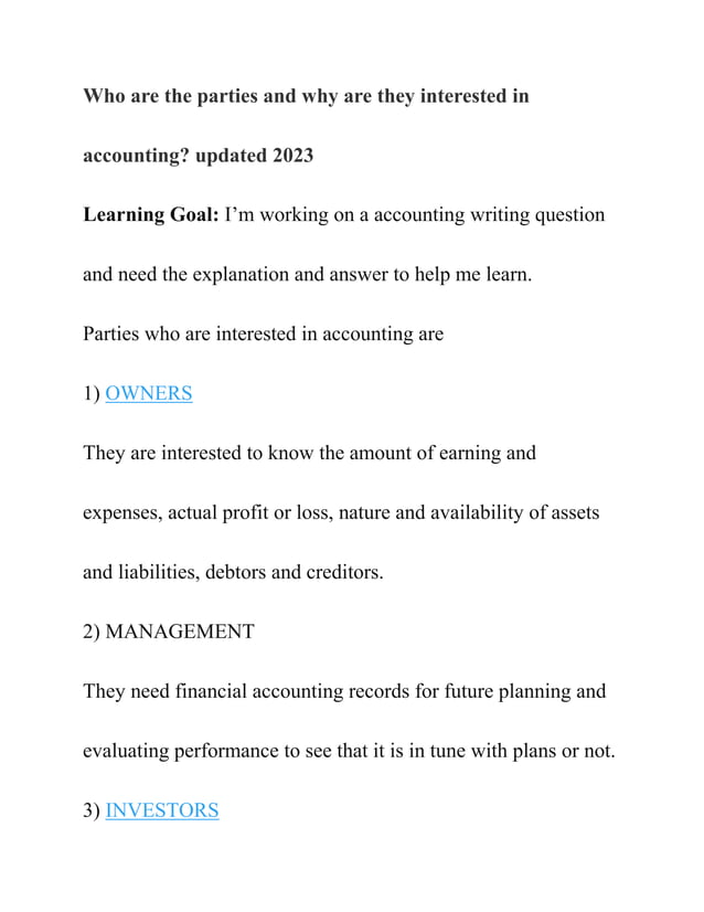 Who are the parties and why are they interested in accounting document ...