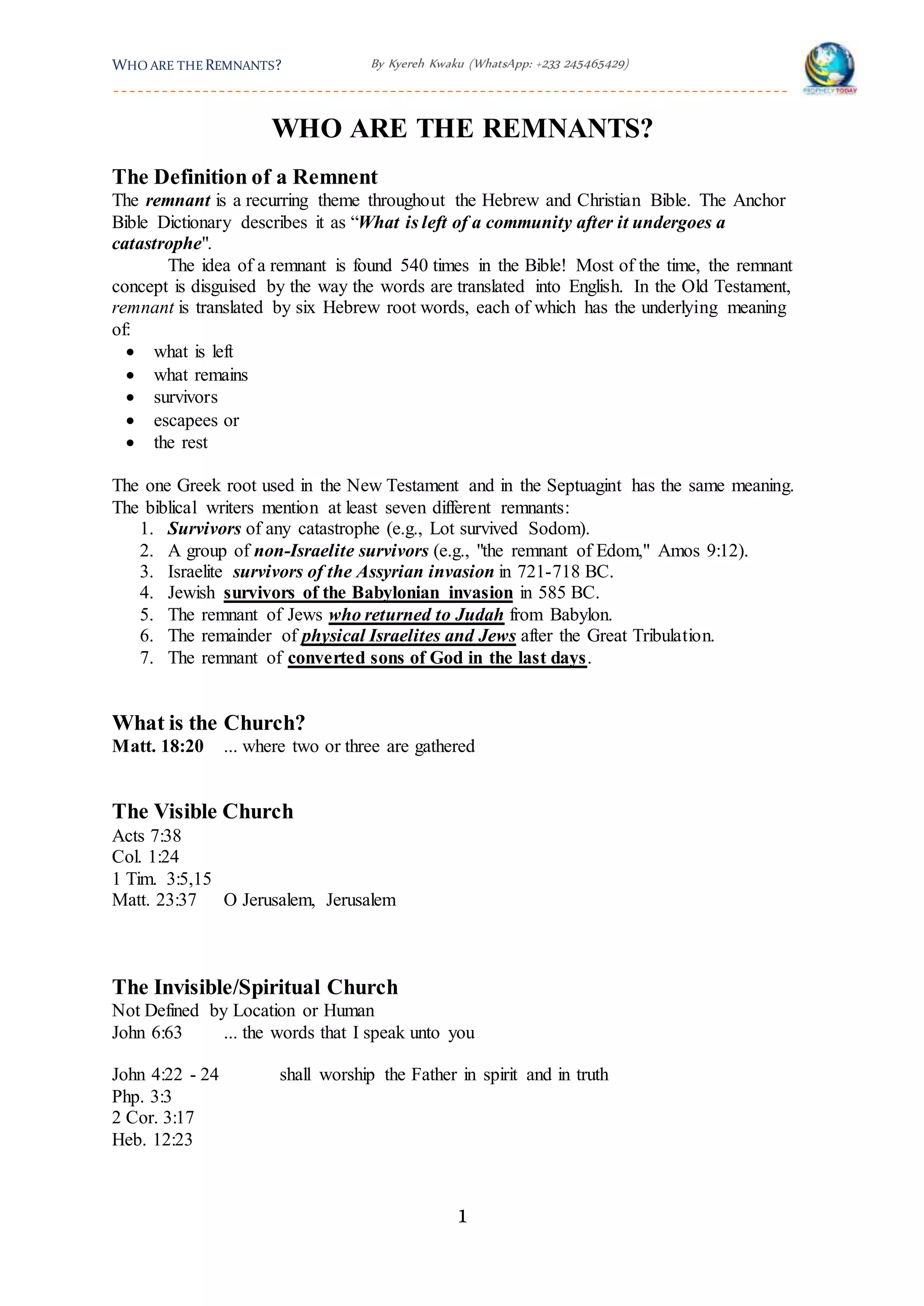 WHO ARE THE REMNANTS? | DOCX