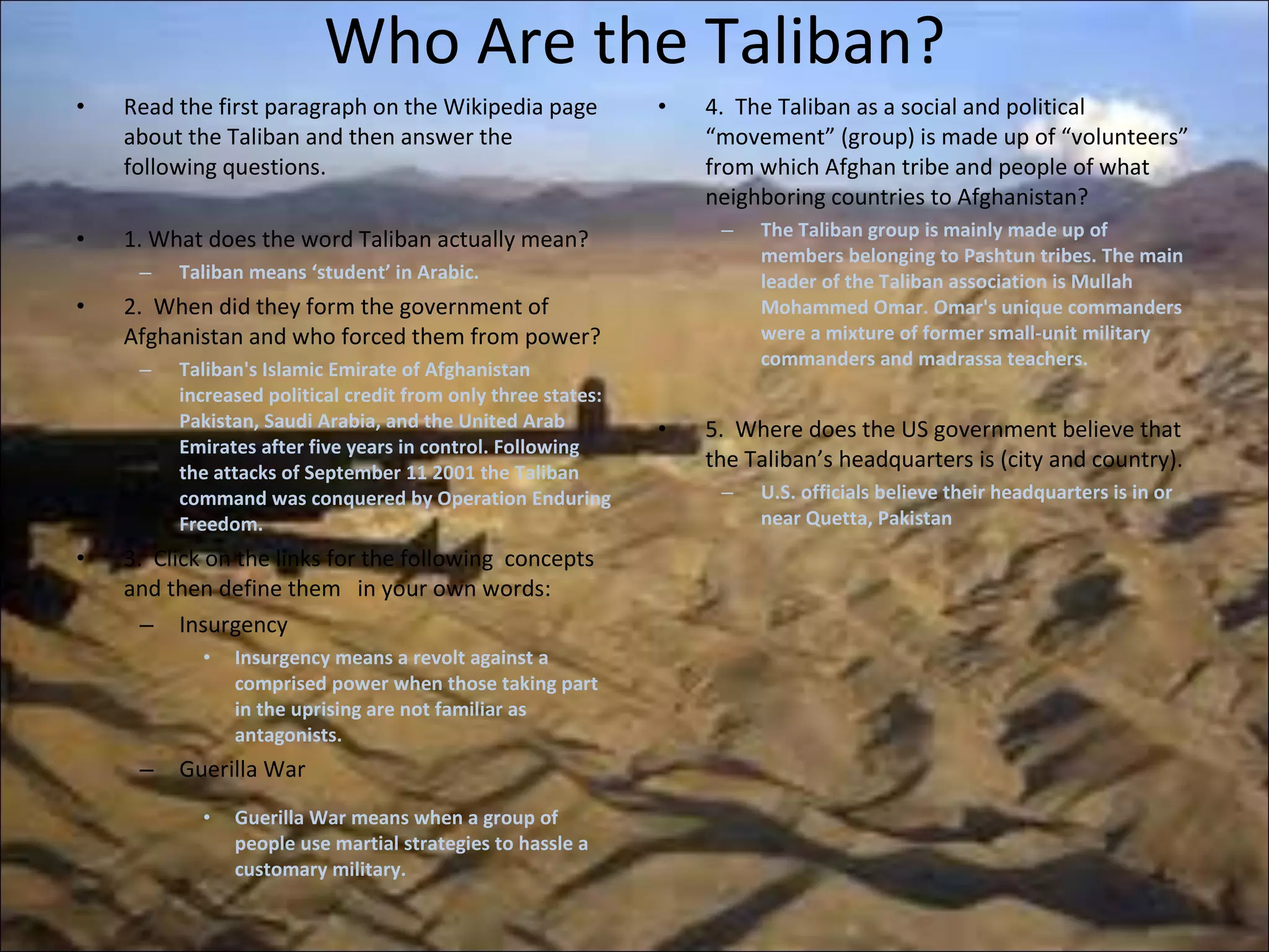 Who are the Taliban | PPT