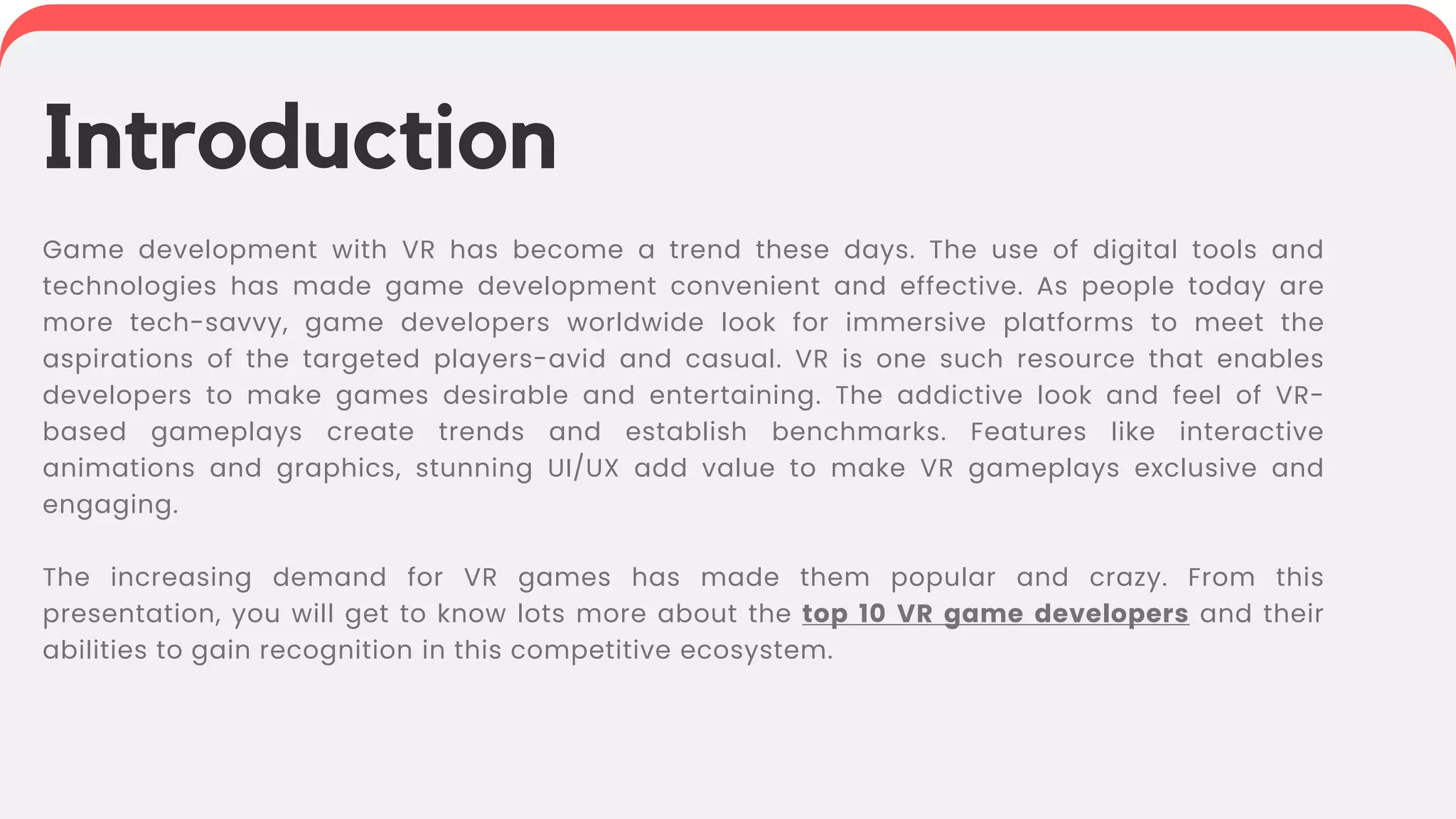 Who Are The Top 10 Creators For VR Games.pptx