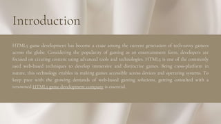 Who Are The Top 5 HTML5 Game Developers | PPT