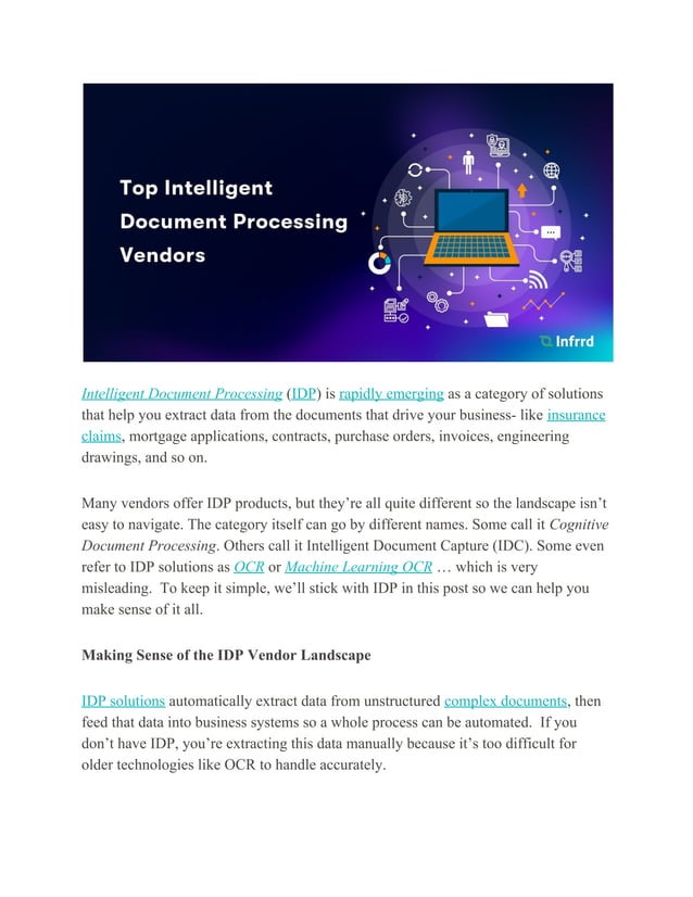 Who are the top intelligent document processing (idp) vendors | PDF ...