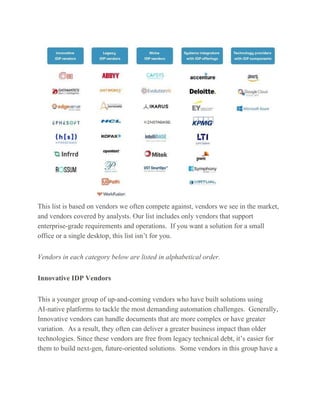 Who are the top intelligent document processing (idp) vendors | PDF ...