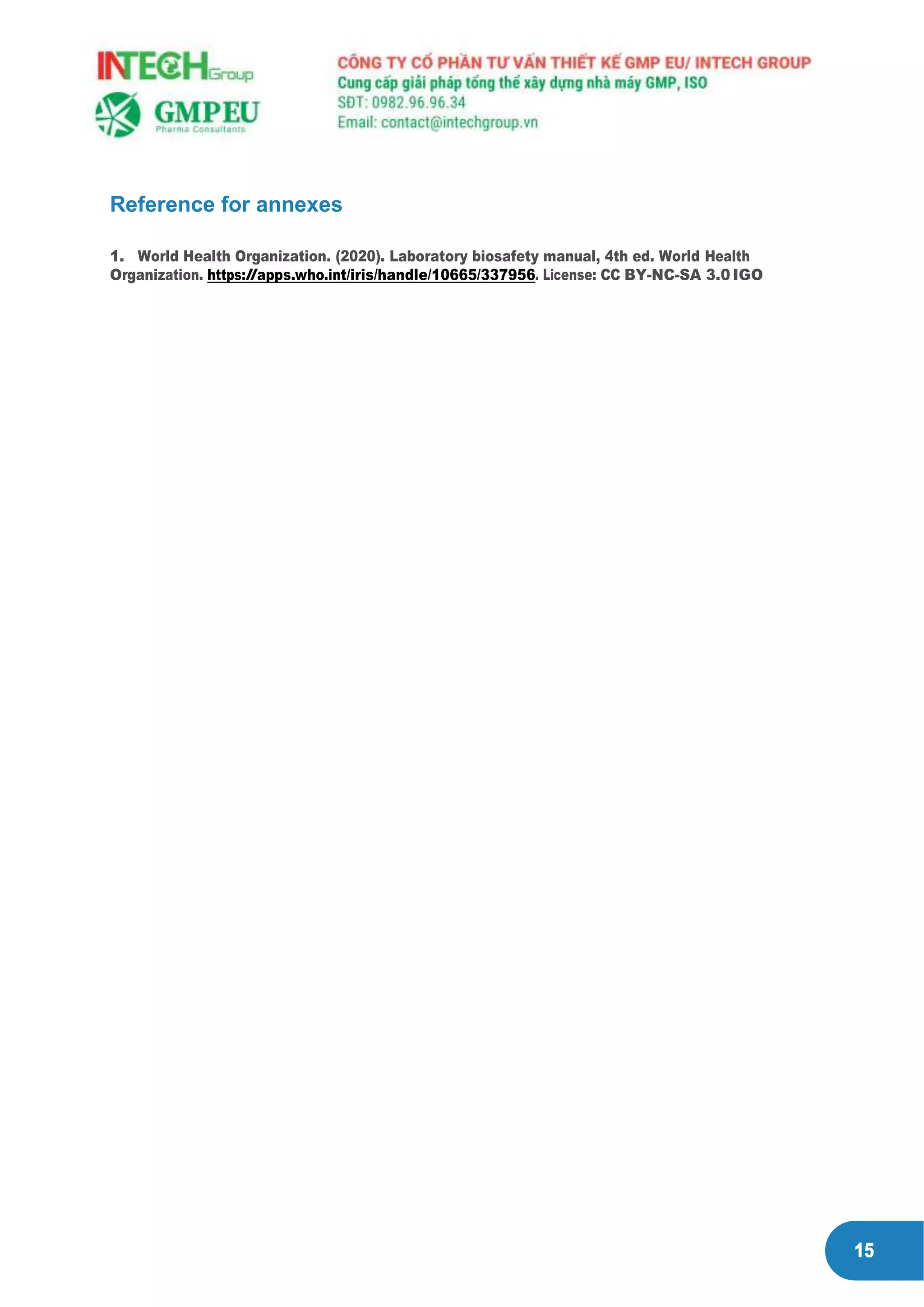WHO BioHub System. Biosafety and biosecurity: Criteria and operational ...