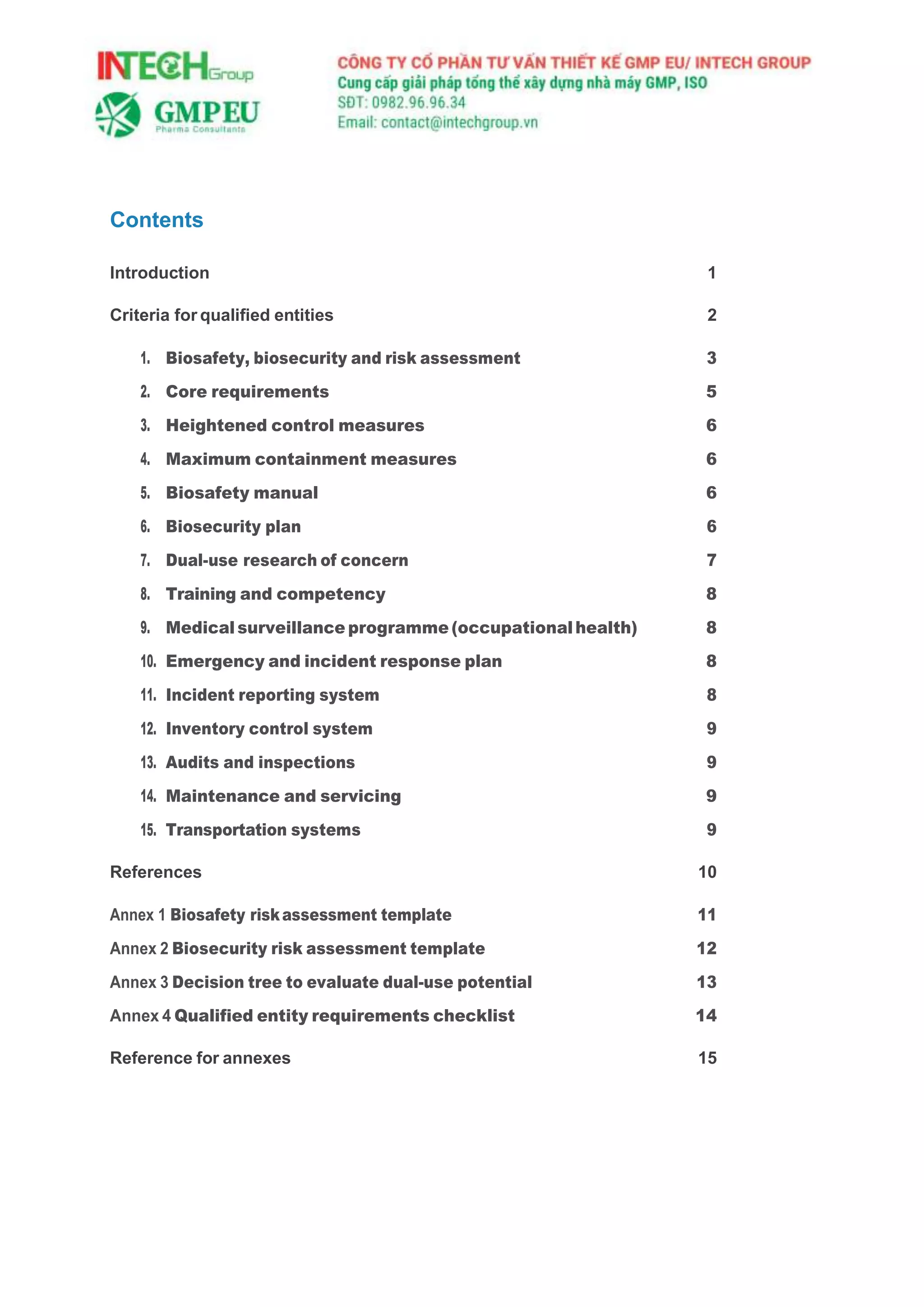 WHO BioHub System. Biosafety and biosecurity: Criteria and operational | DOCX