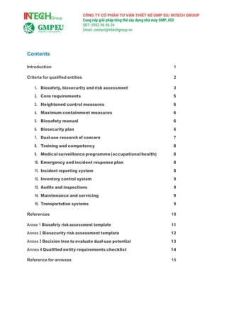 WHO BioHub System. Biosafety and biosecurity: Criteria and operational ...