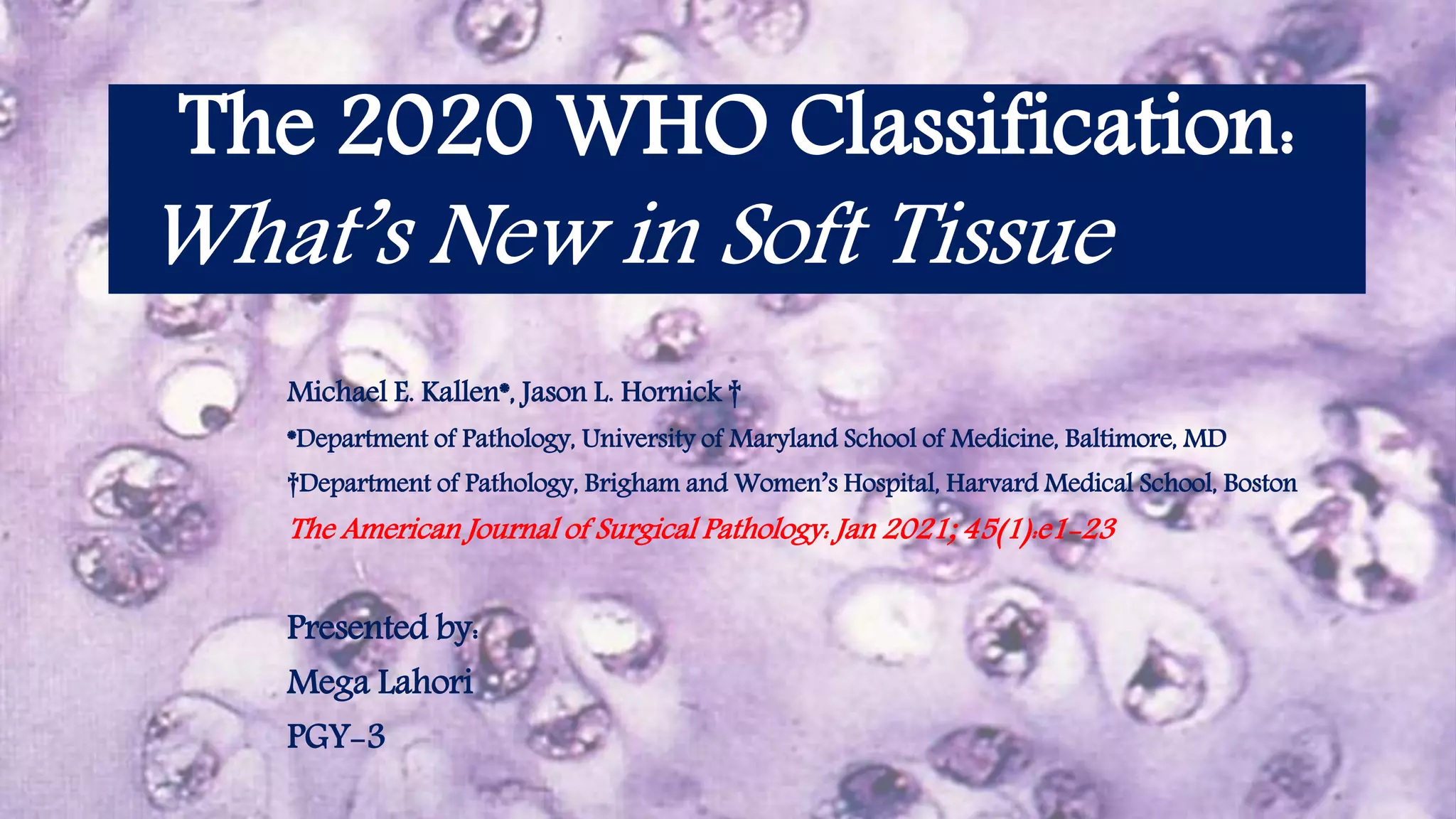 WHO Bone and soft tissue tumor UPDATE 2020 | PPTX