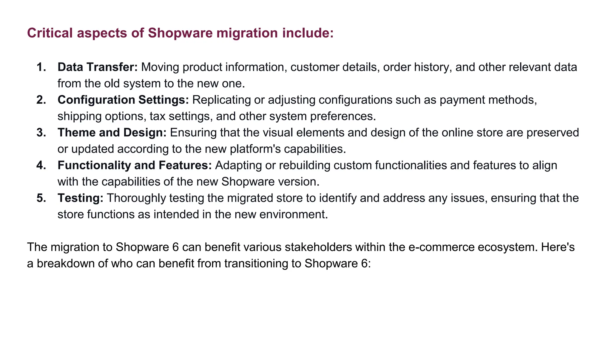 Who Can Benefit from Shopware 6 Migration | PPT