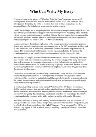 Who Can Write My Essay.pdf | Screenwriting | Content Production