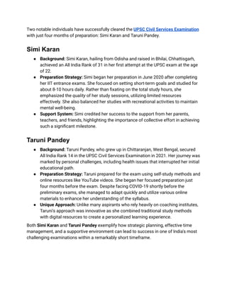 Who cleared UPSC Examination in 4 months | PDF