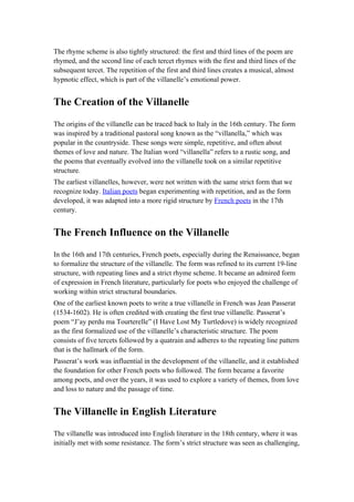 Who Created the Villanelle PoemThe villanelle is one of the most ...