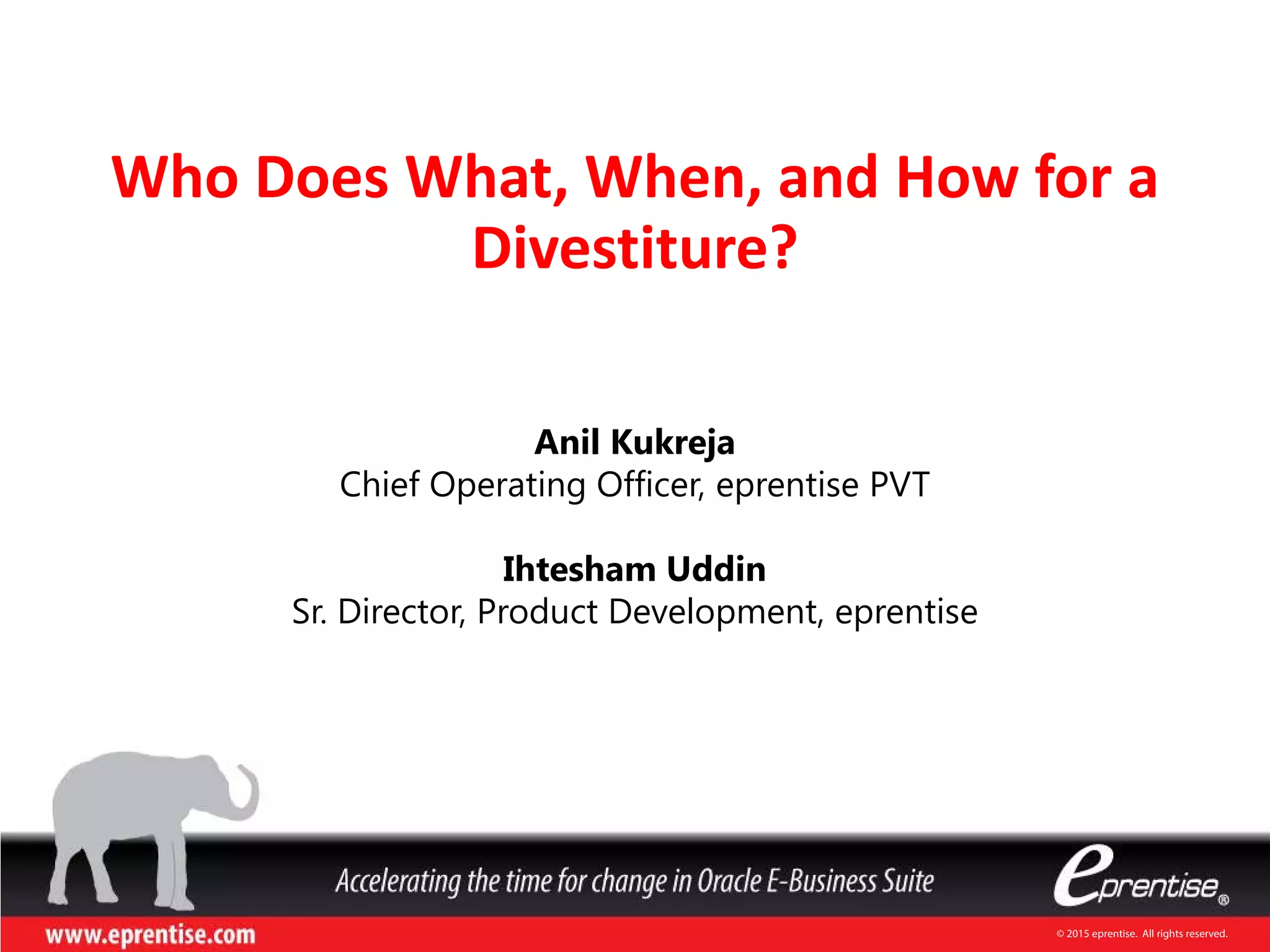 Who Does What, When, and How for a Divestiture? | PPT