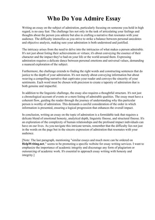 Who Do You Admire Essay | PDF