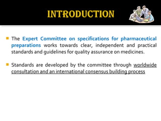 Who expert committee recommendations for pharmaceutical products | PPT