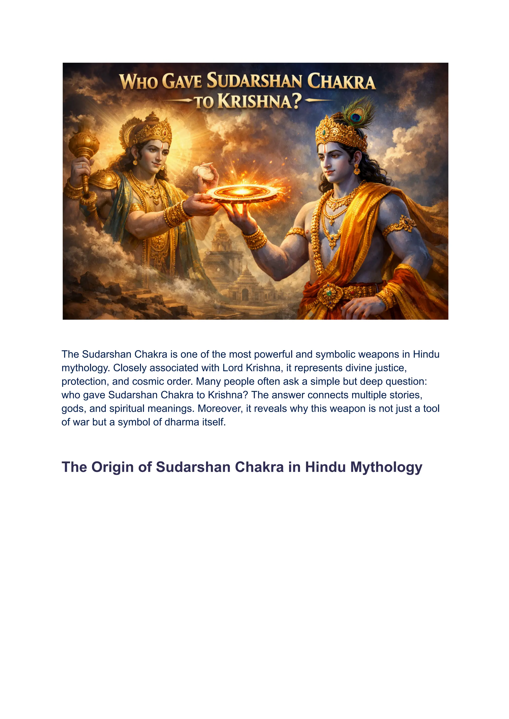 Who Gave Sudarshan Chakra to Krishna_ The Divine Story Behind the ...