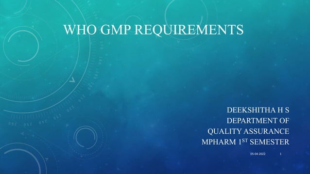WHO GMP Requirements | PPTX | Pharmaceutical Industry | Industries