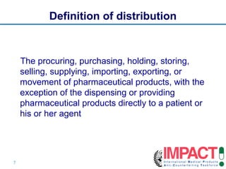 Who good distributionpracticesforpharmaceuticalproducts | PPT
