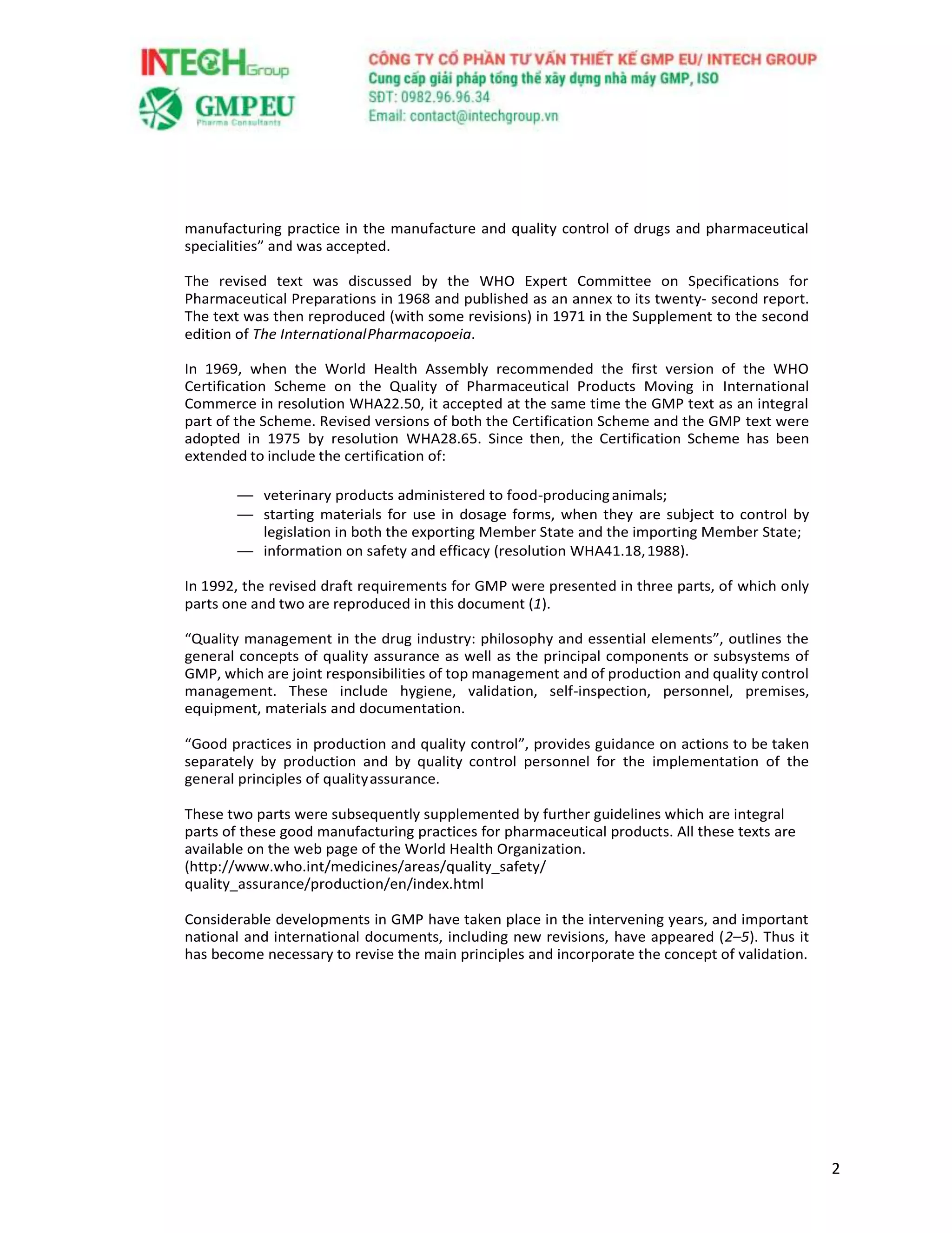 WHO guidelines on GMP for herbal medicines: Section II. Main principles ...