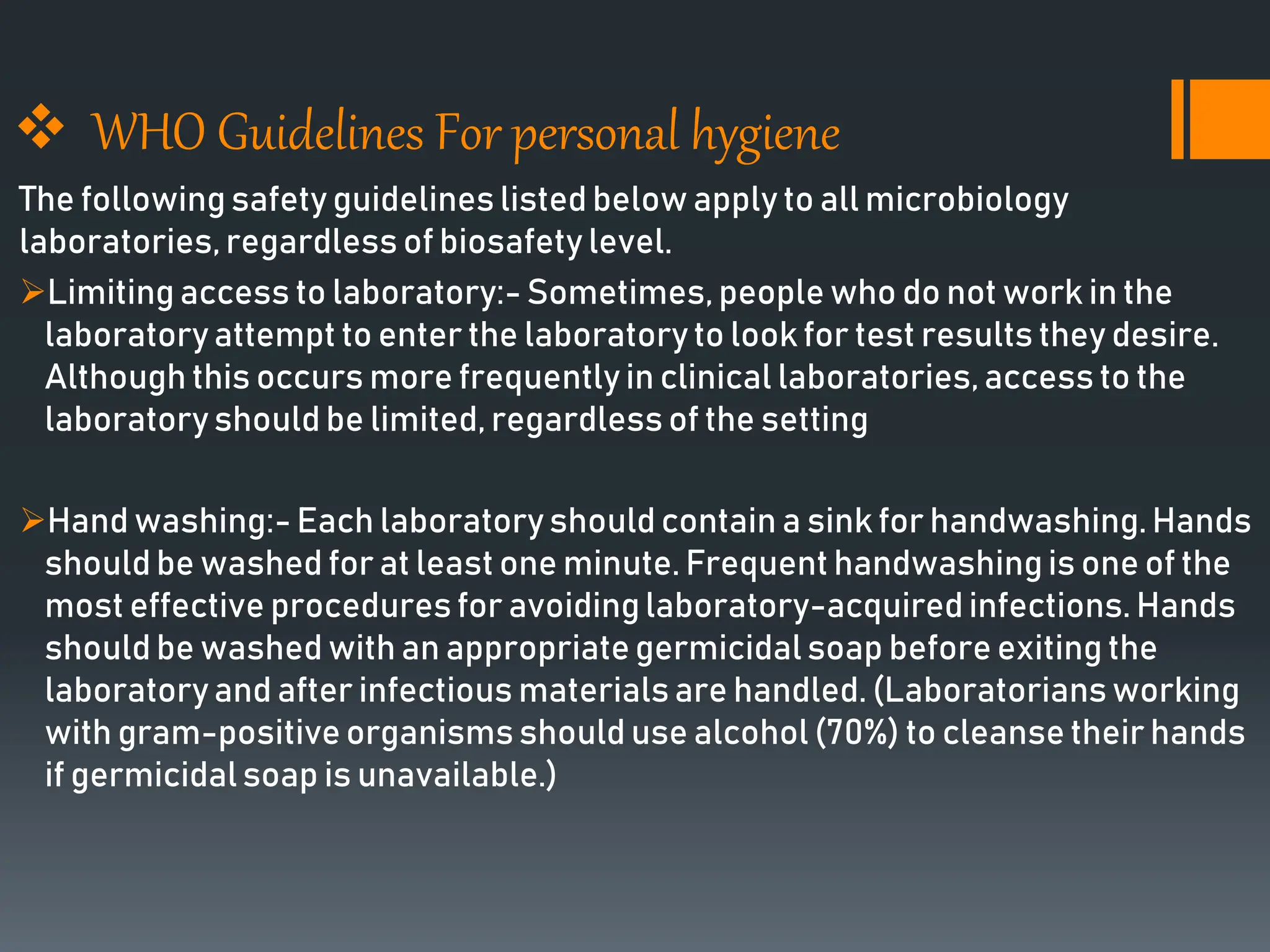 WHO Guidelines for personal Hygiene, Handling and Storage of Hazardous ...