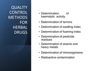 WHO Guidelines for QC of Herbal Drugs | PDF